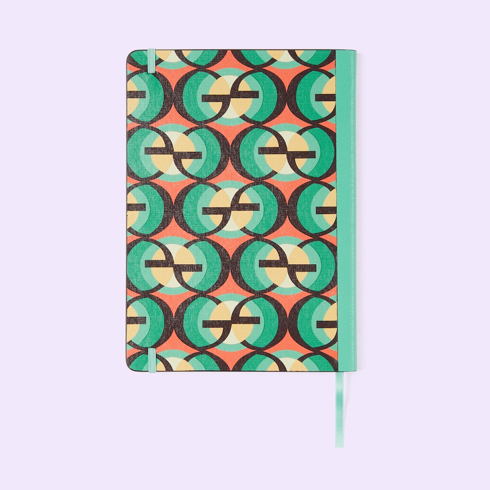 GG cascade large notebook in aquamarine and black Demetra | GUCCI® AE