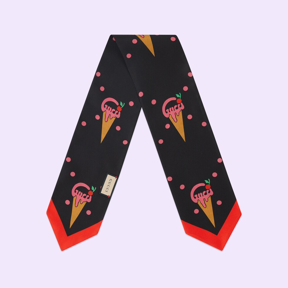 Gucci ice cream print neck bow in black and red | GUCCI® IE