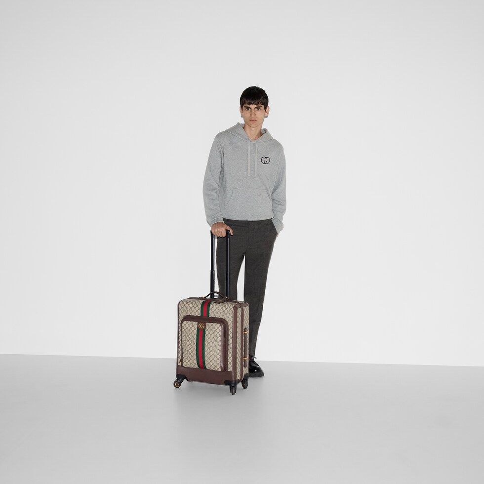 Gucci Savoy系列小号登机行李箱 in米色和乌木色Supreme帆布 | GUCCI® Australia