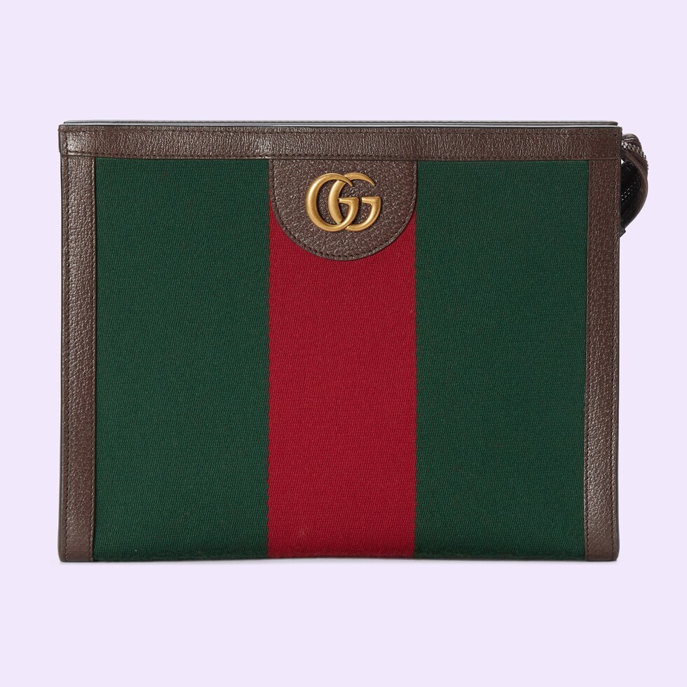 Web beauty case with Double G in green and red canvas | GUCCI® NL