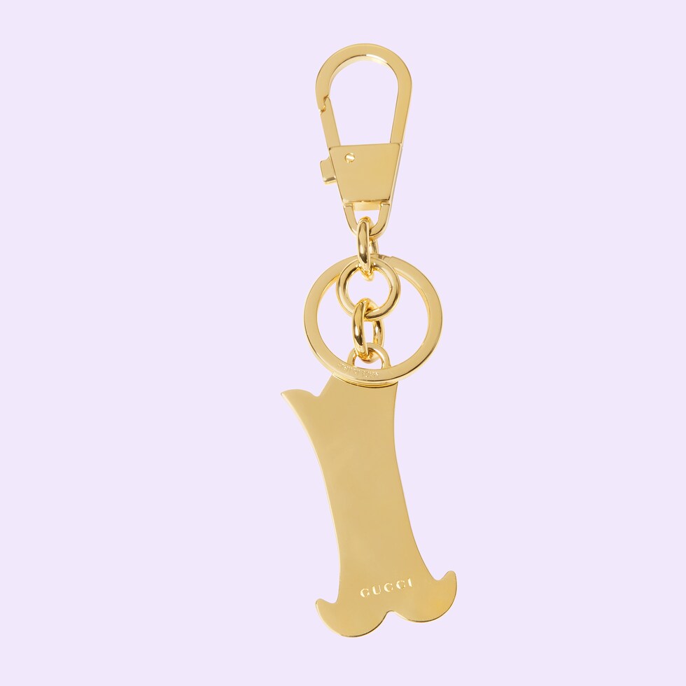 Letter I Plexiglas keychain in pink and gold | GUCCI® SG
