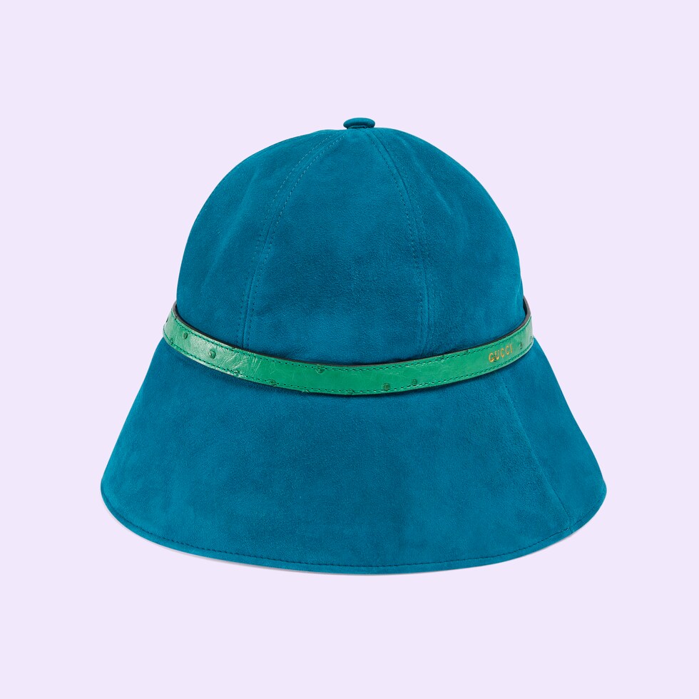 Suede bucket hat in blue | GUCCI® NL