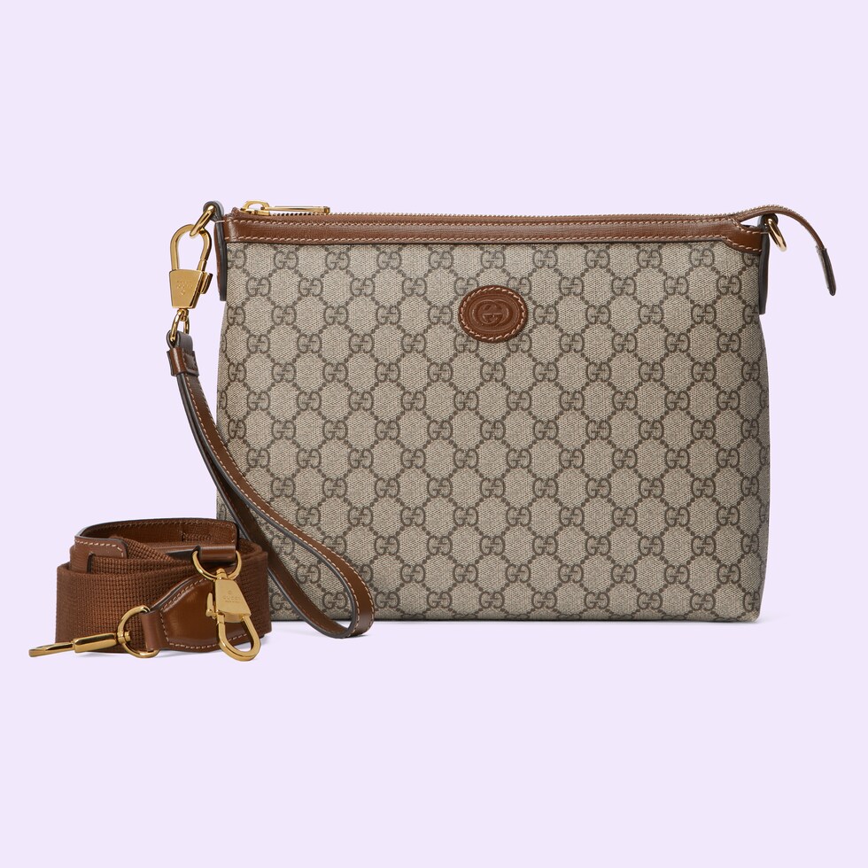 Messenger bag with Interlocking G in beige and ebony Supreme | GUCCI® DK