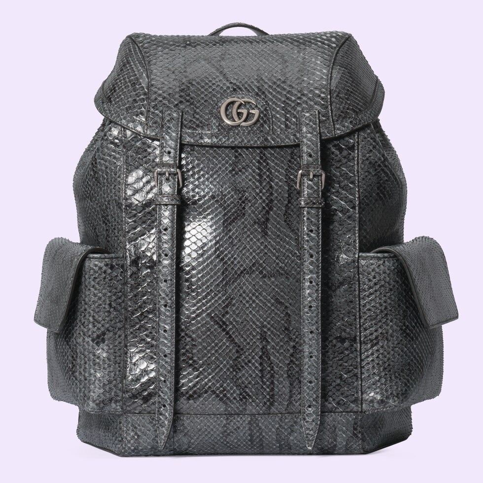 Python backpack with Double G in dark grey and black | GUCCI® NL