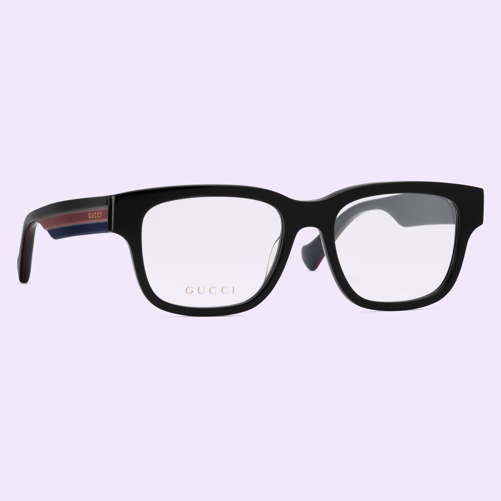 Rectangular optical frame in black acetate | GUCCI® NL