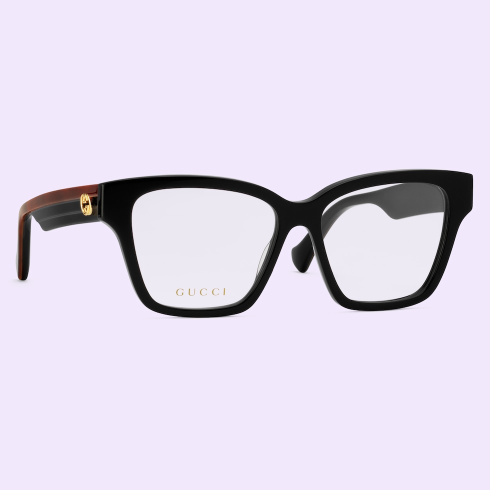 Cat eye optical frame in black acetate | GUCCI® AE
