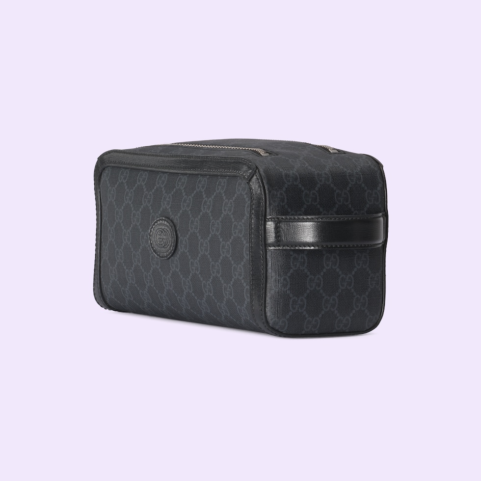 Toiletry case with Interlocking G in black Supreme | GUCCI® CZ