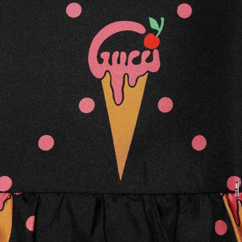 Silk pant with Gucci ice cream print in black | GUCCI® UK