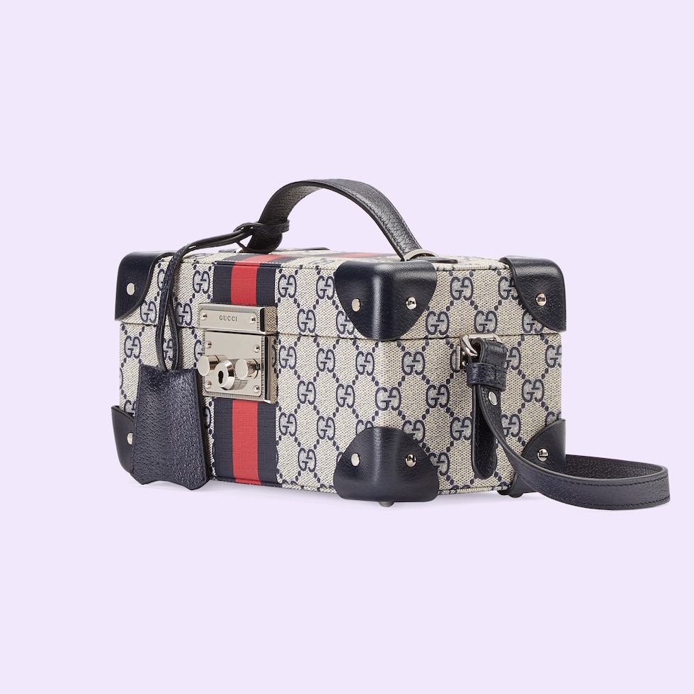 Gucci Savoy jewellery box in beige and blue Supreme | GUCCI® CZ