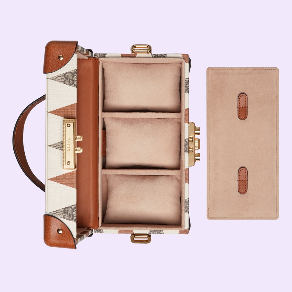 GG rhombus print watch case in multicolour canvas leather | GUCCI® NO