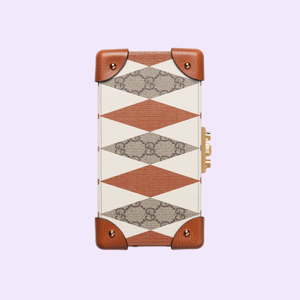 GG rhombus print watch case in multicolour canvas leather | GUCCI® NO