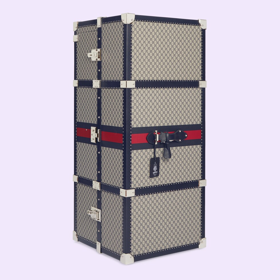 Gucci Savoy trunk in beige and blue Supreme | GUCCI® UK