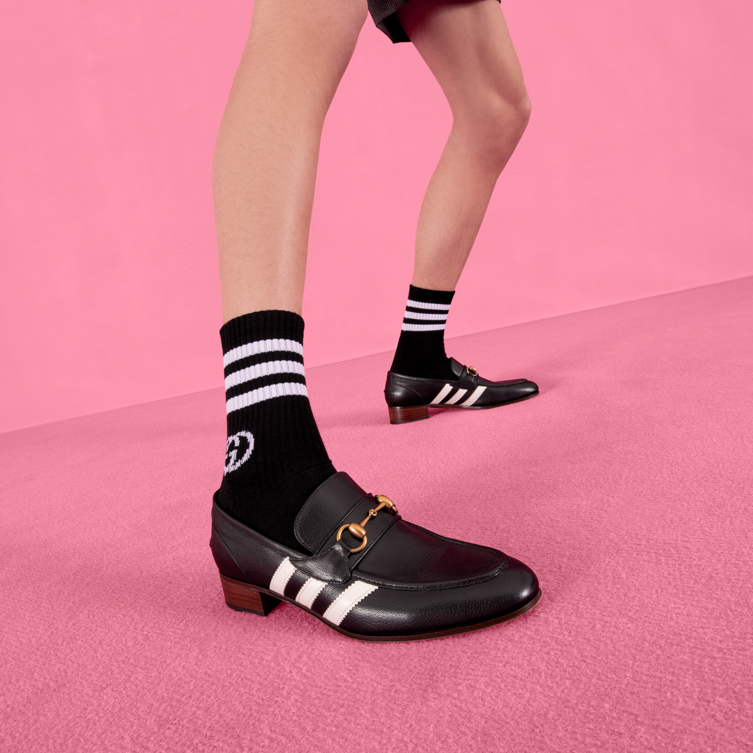 adidas x Gucci men's loafer in black leather | GUCCI® PL