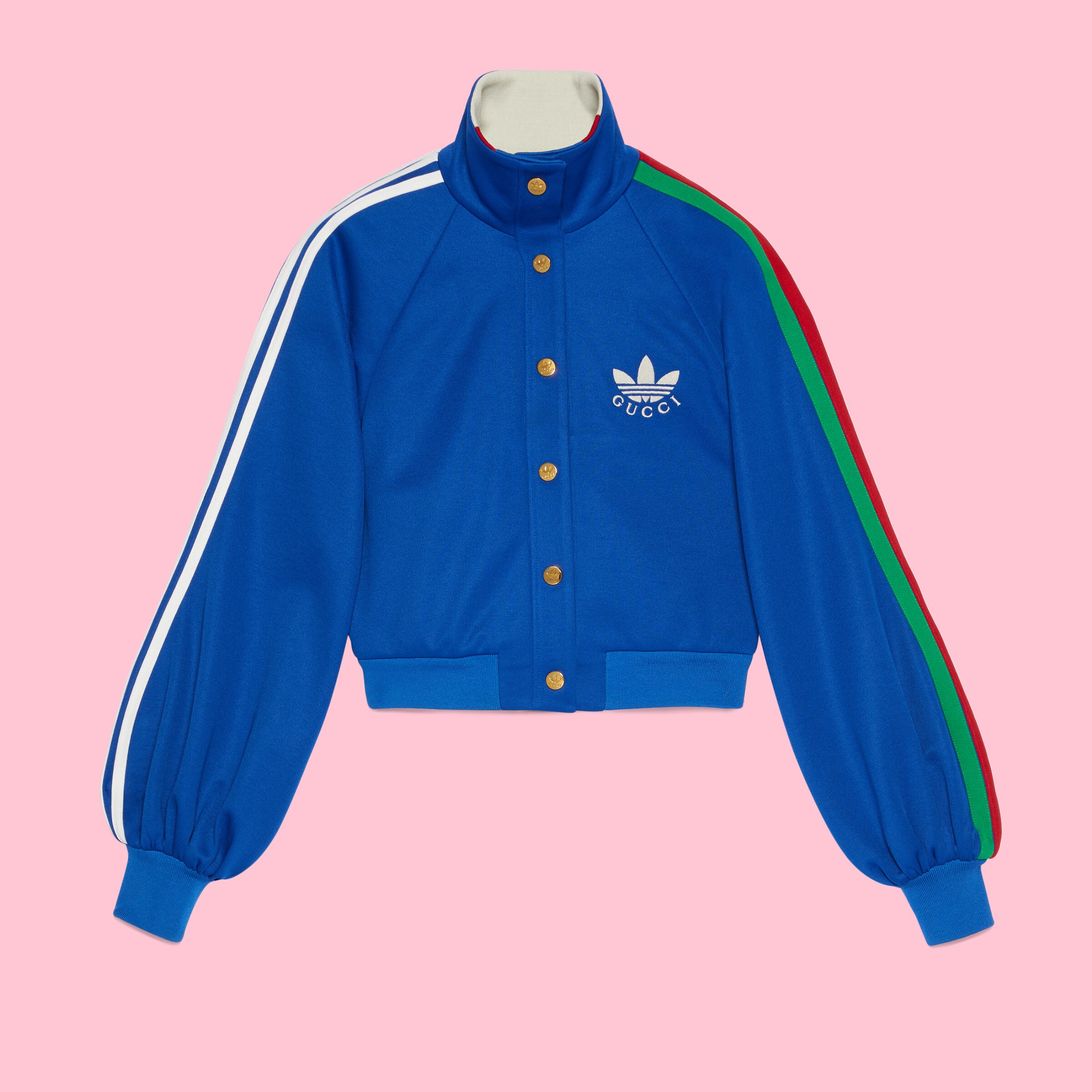 adidas x Gucci cropped jacket in cobalt blue | GUCCI® PL