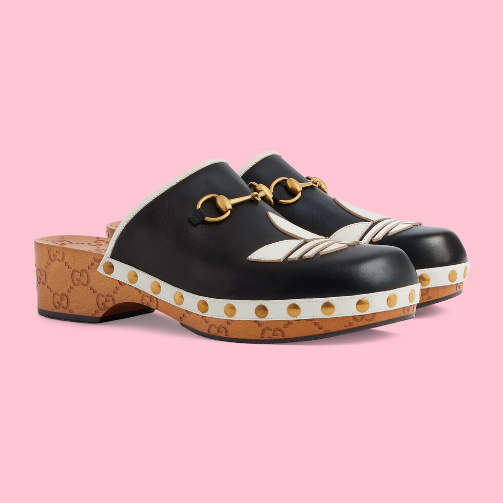 adidas x Gucci men's leather clog in black leather | GUCCI® NL