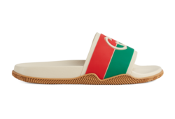 Sandalia tipo chancla con GG para mujer en goma roja, verde y blanca ...