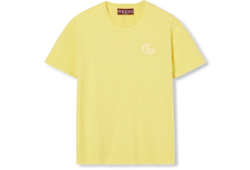 Embroidered cotton jersey T-shirt in yellow | GUCCI® US Embroidered cotton jersey T-shirt in yellow | GUCCI® US