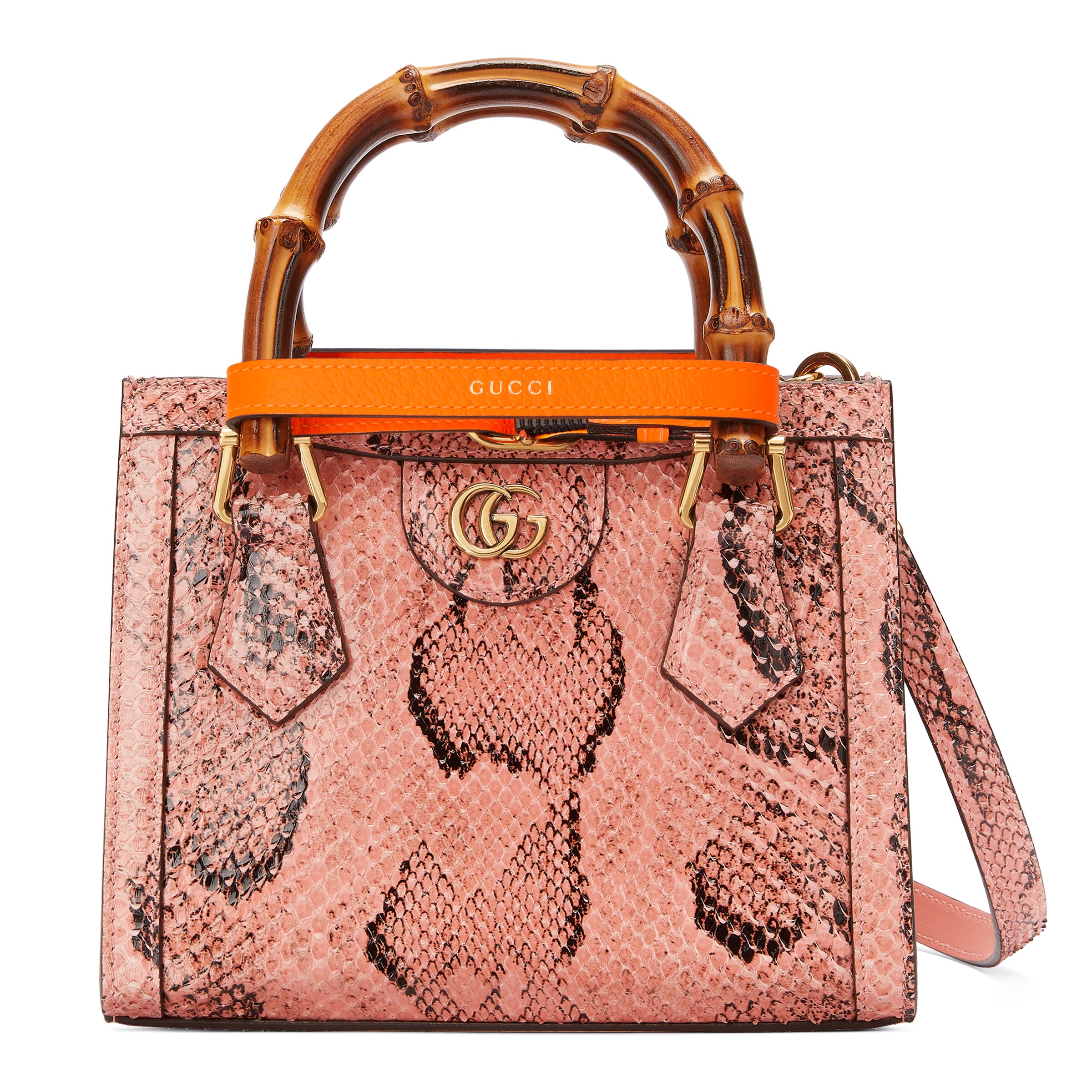 Gucci Diana Mini Python Tote Bag In Pink | ModeSens