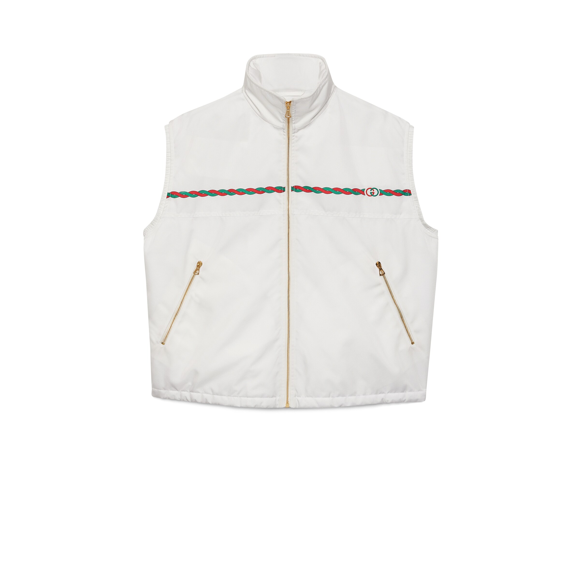 Gucci Nylon Vest With Interlocking G In White | ModeSens