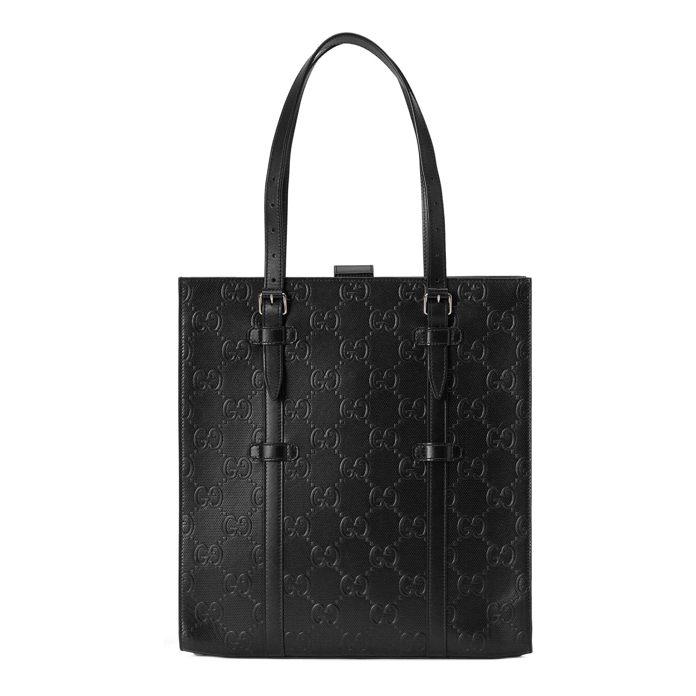 Gucci Gg Embossed Medium Tote Bag In Black | ModeSens