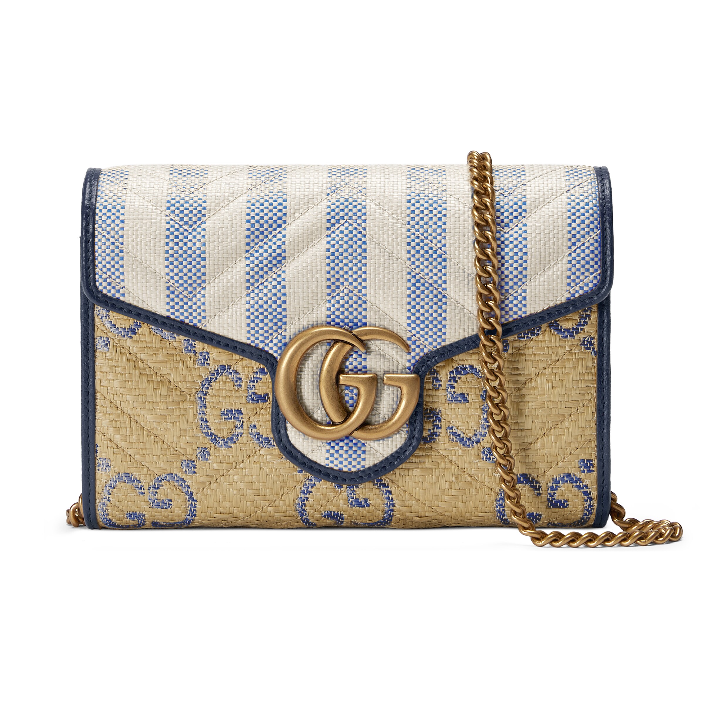Gucci Gg Marmont Raffia Effect Mini Bag In Neutral | ModeSens
