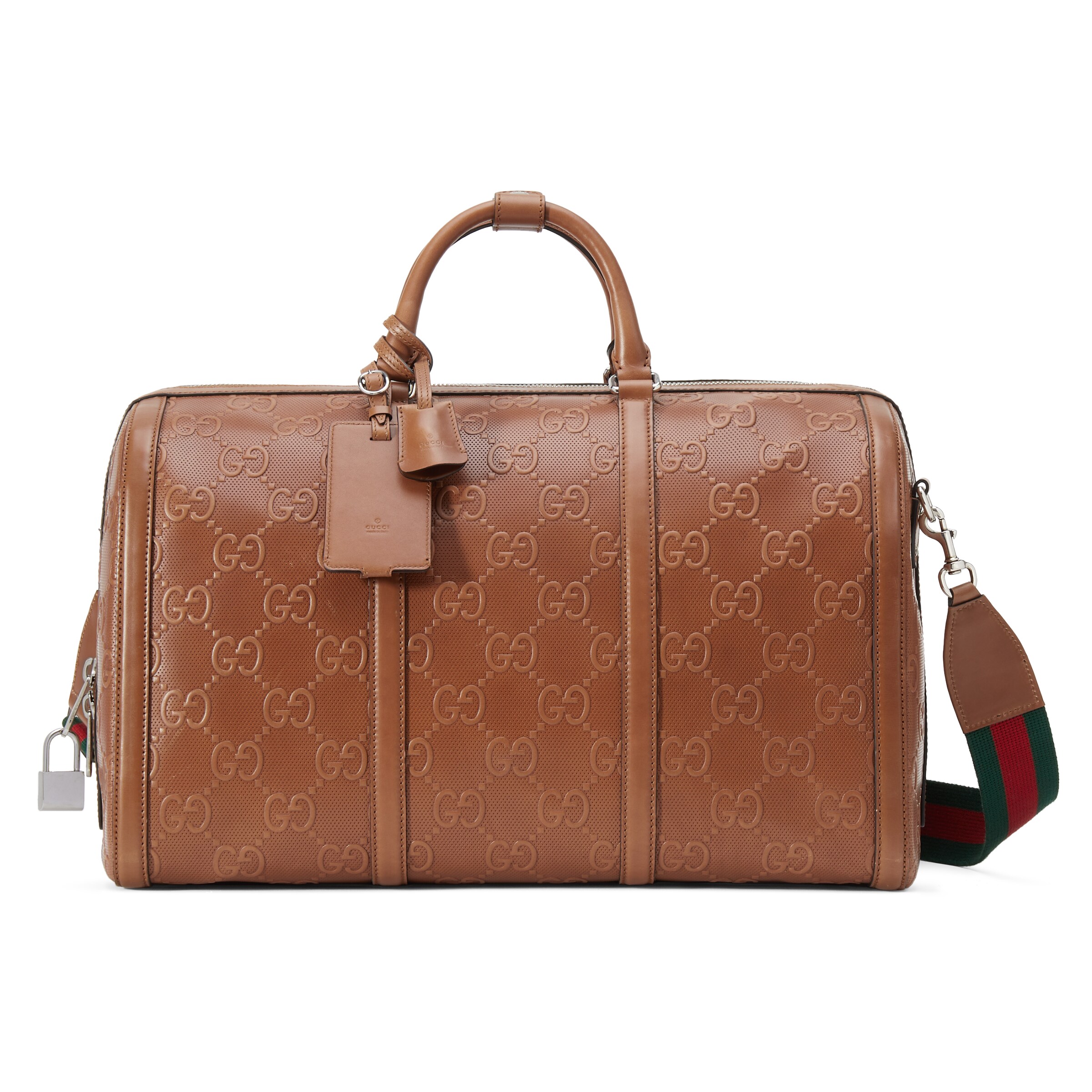 Gucci Gg Embossed Duffle Bag In Brown | ModeSens