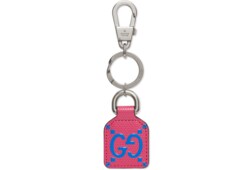 GG embossed keychain in fuchsia and blue leather | GUCCI® US
