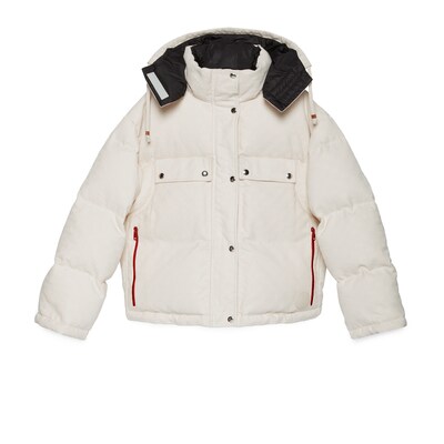 GG cotton canvas puffer jacket in off white | GUCCI® US