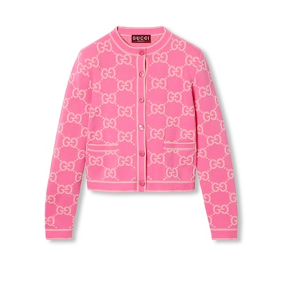 Cardigan aus GG Baumwolljacquard in rosa und hellrosa GUCCI DE
