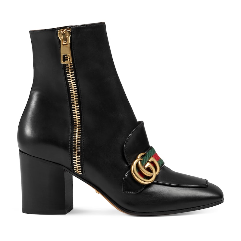 Gucci Leather Mid-heel Ankle Boot | ModeSens