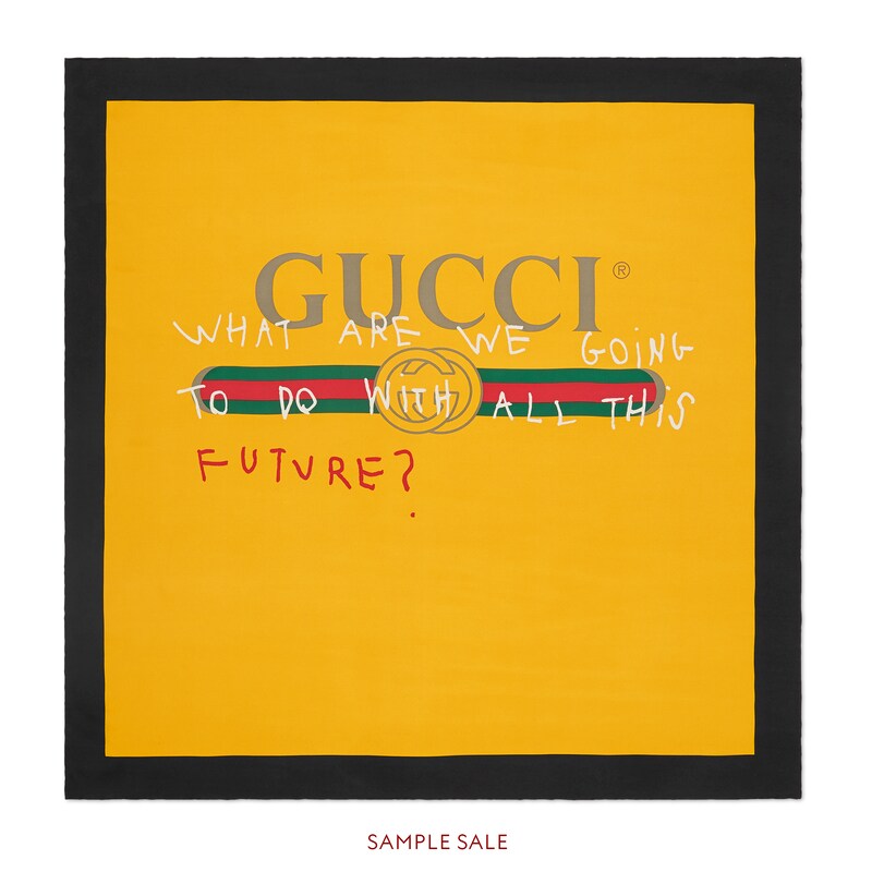 Gucci Coco Capitán Print Silk Scarf In Yellow | ModeSens