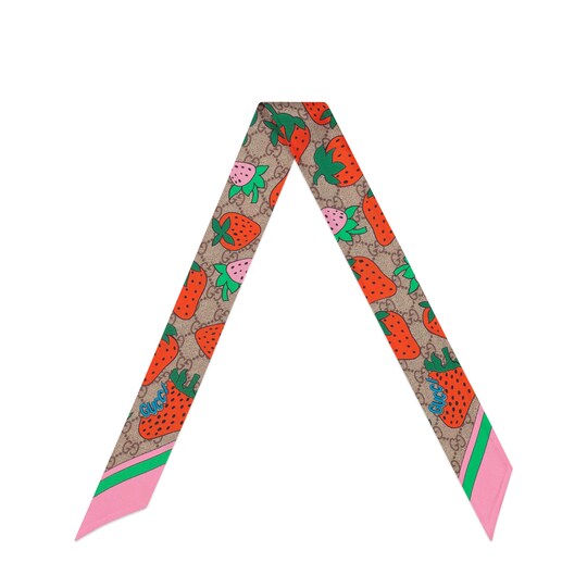 Gucci GG neck bow with Gucci Strawberry print - 5778663G0019772